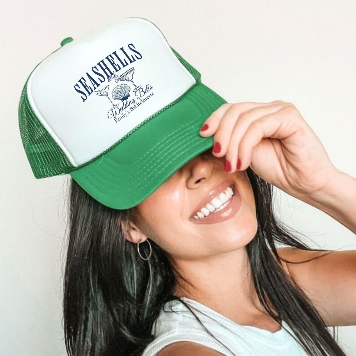 Seashells and Wedding Bells Bachelorette Party Hat, Custom Trucker Hat ...