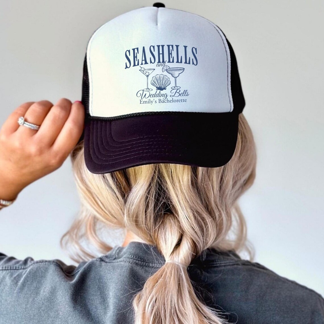 Seashells and Wedding Bells Bachelorette Party Hat, Custom Trucker Hat ...