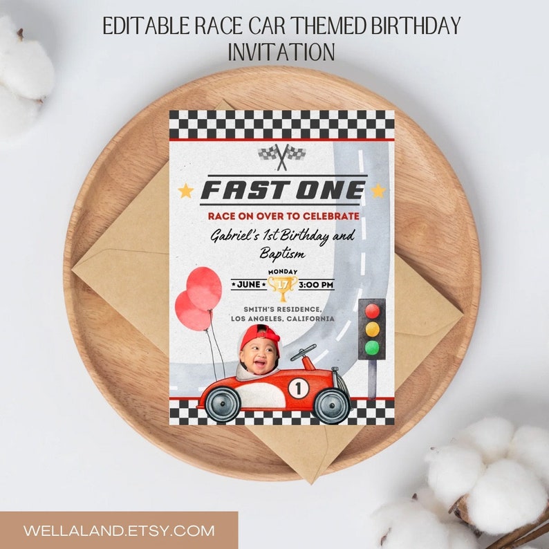 Editable Printable Race Car Themed Birthday Invitation - Etsy