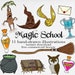 Magic School Clipart, Witch and Wizard Illustration, School Supplies ...