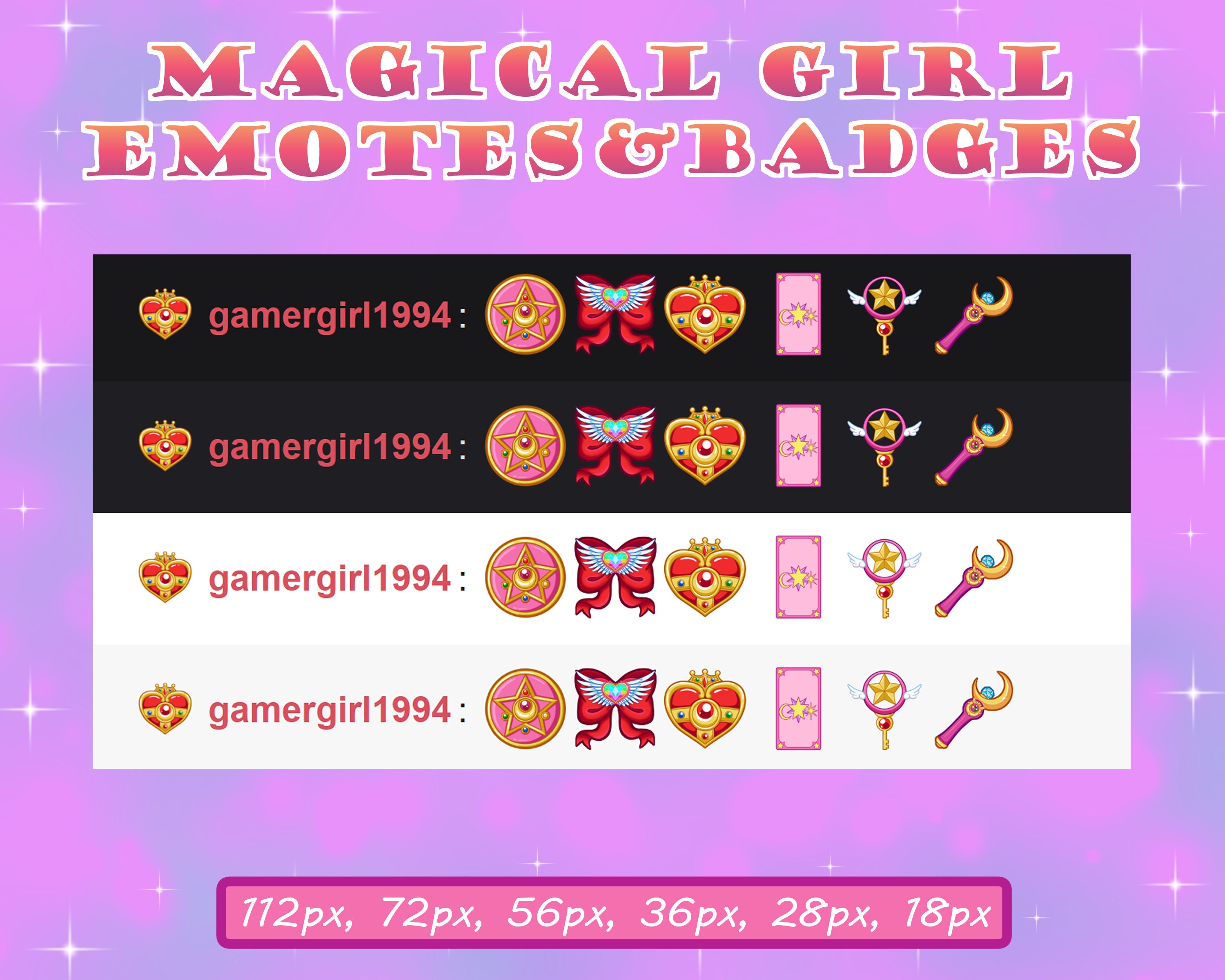 6 Magical Girl Emotes, Kawaii Emotes, Kawaii Twitch Badges, Kawaii ...