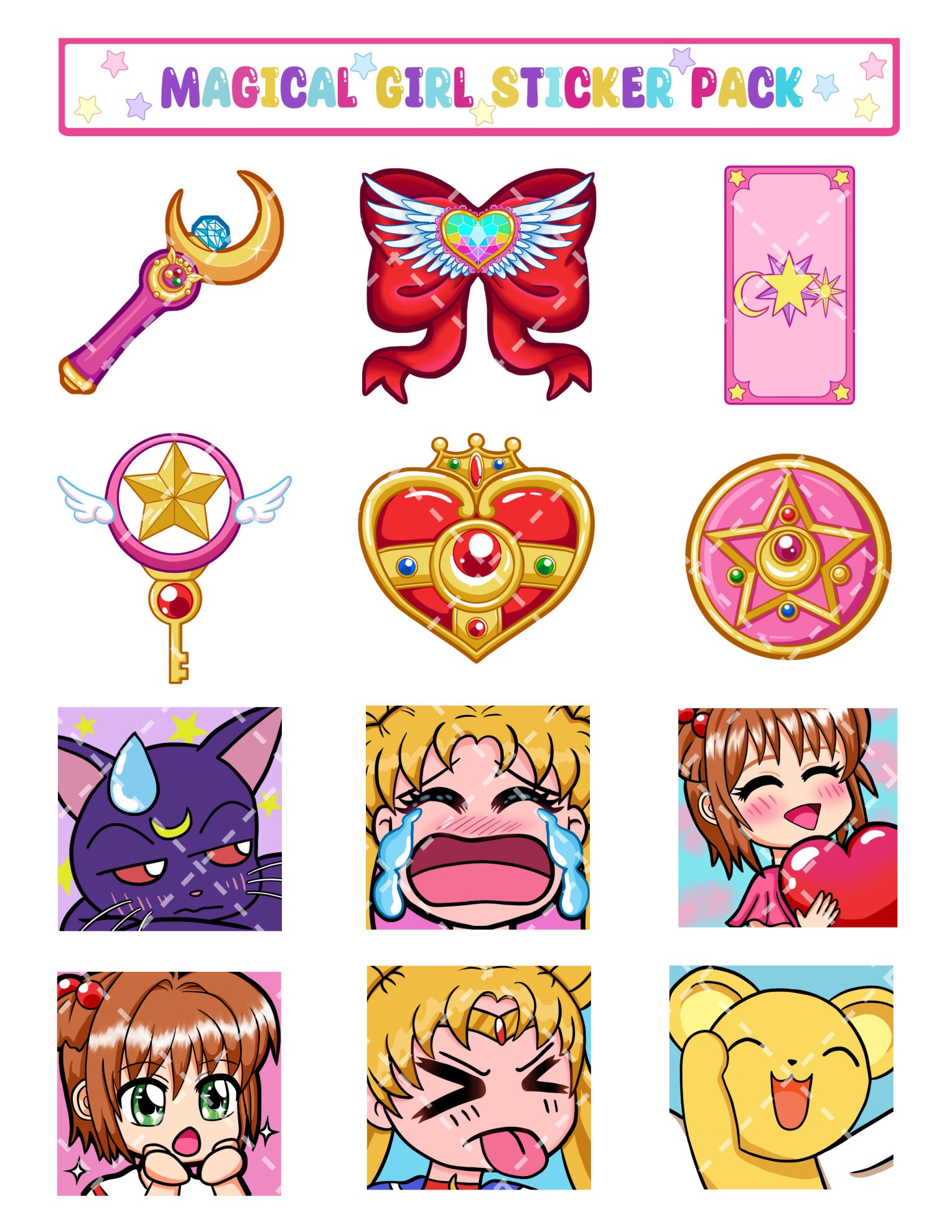 Magical Girl Digital Stickers/ Kawaii Digital Planner Stickers/ Kawaii ...