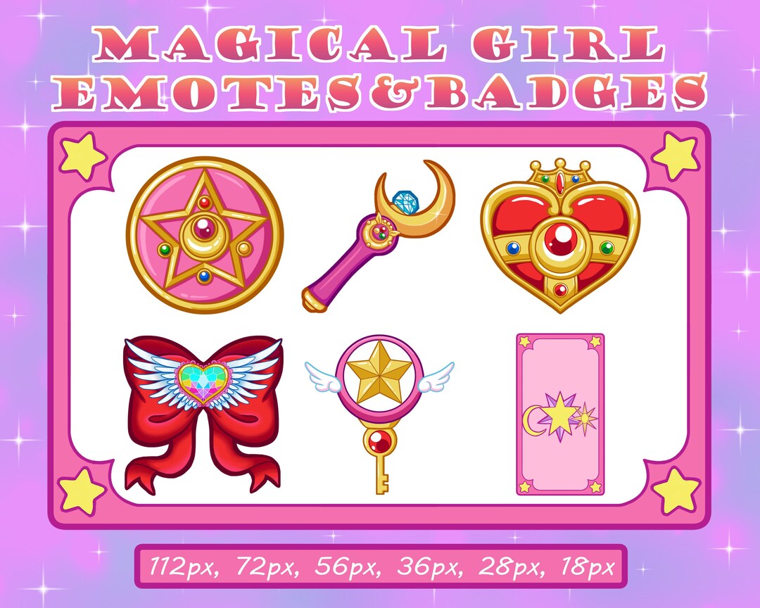 6 Magical Girl Emotes, Kawaii Emotes, Kawaii Twitch Badges, Kawaii ...