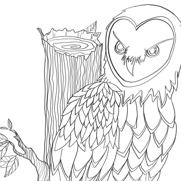 Majestic Owl Coloring Page Instant Download Printable PDF and PNG File ...