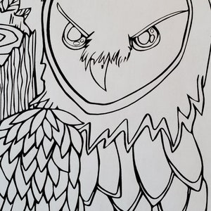 Majestic Owl Coloring Page | Instant Download Printable PDF and PNG ...