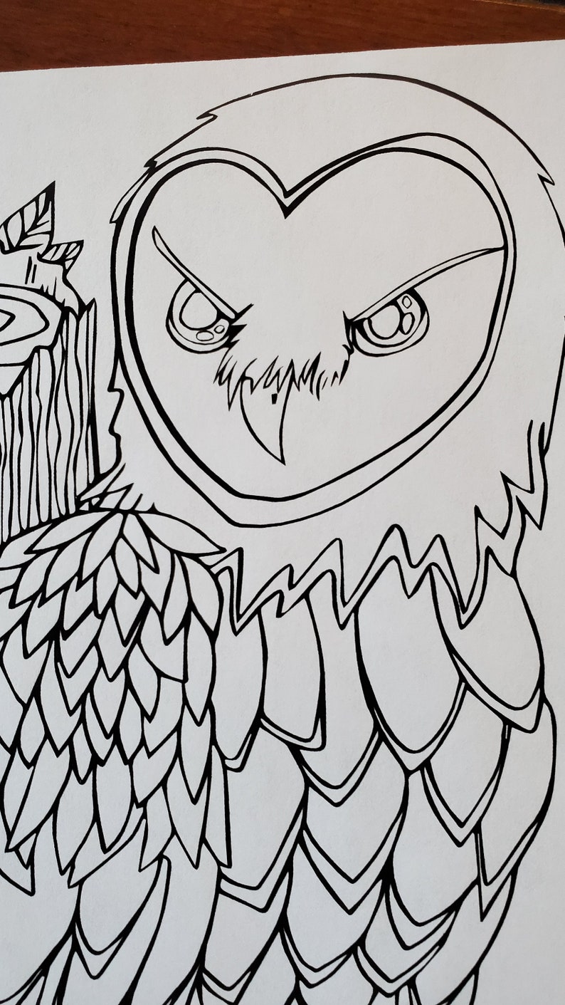 Majestic Owl Coloring Page | Instant Download Printable PDF and PNG ...