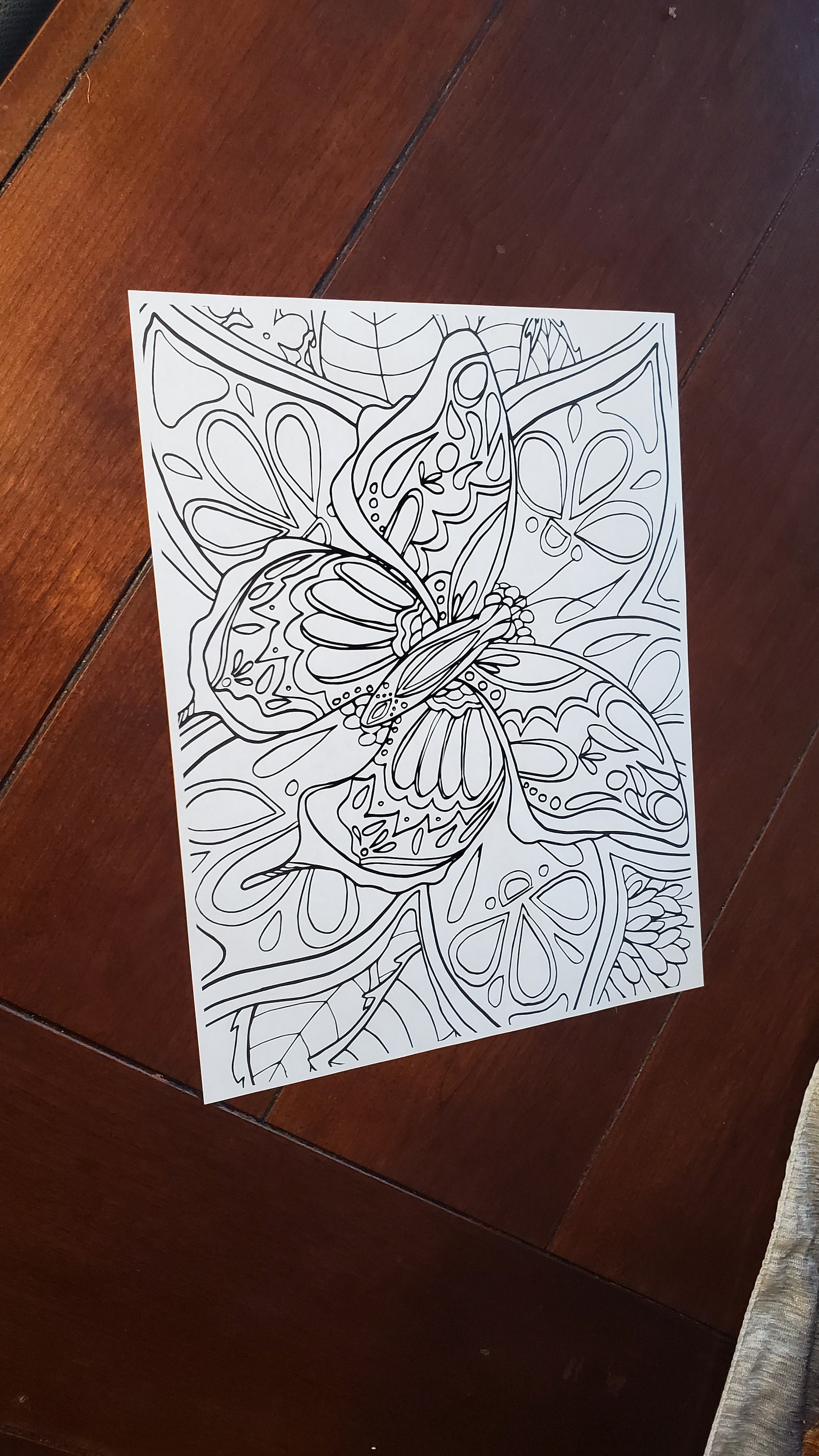 Hand-drawn Mindful Coloring Page - Geometric Butterfly Resting on ...