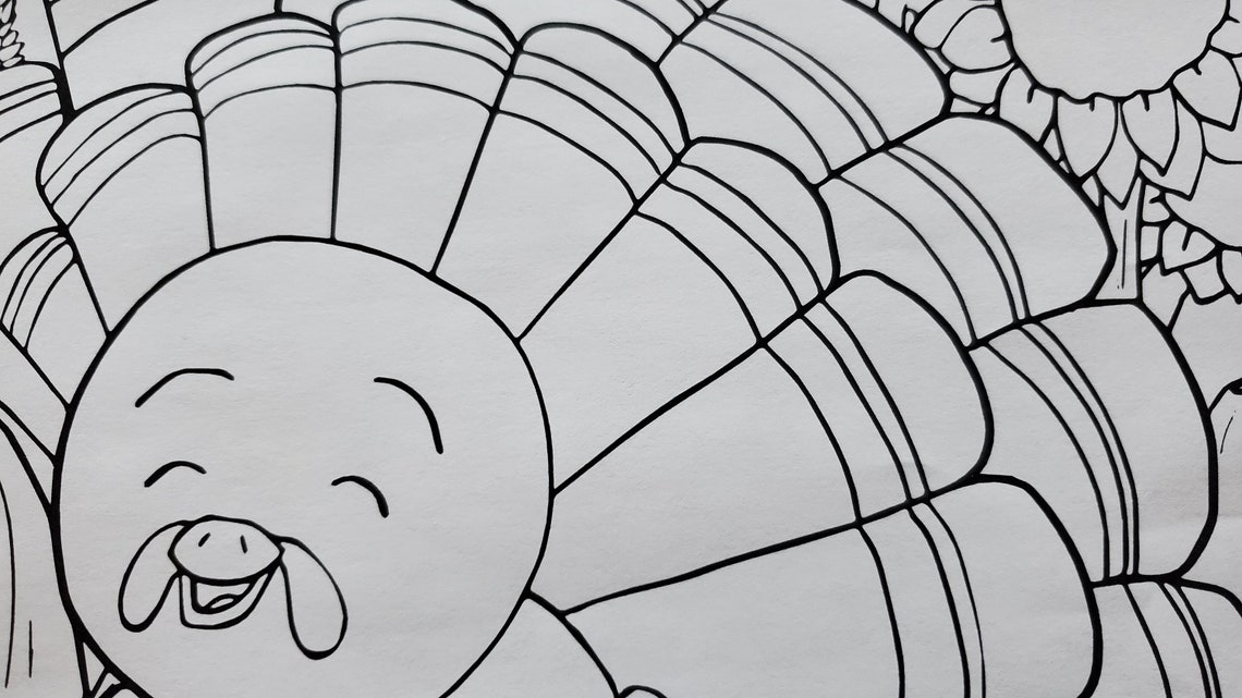 Cartoon Turkey Coloring Page - Perfect for Thanksgiving Fun - Etsy