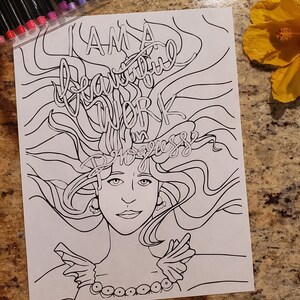 I Am Beautiful Coloring Page, Hand Drawn Beautiful Girl Design, Instant ...