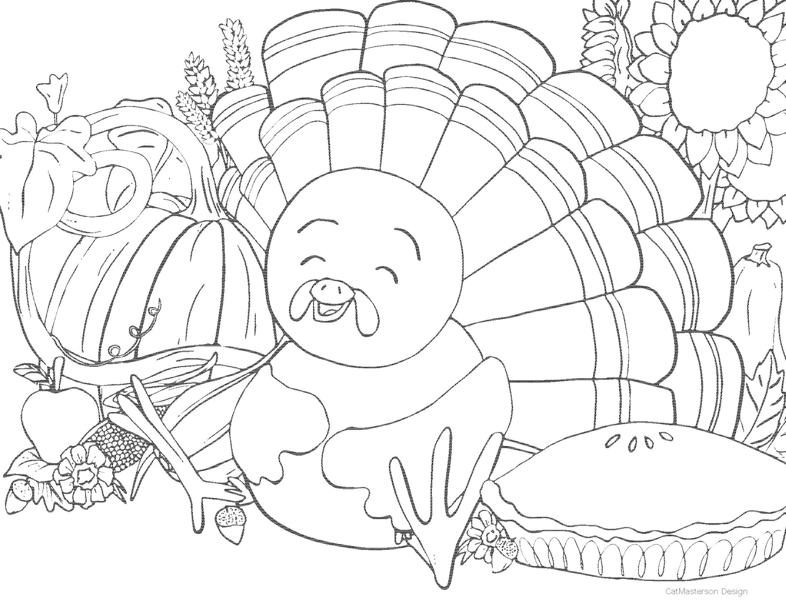Cartoon Turkey Coloring Page - Perfect for Thanksgiving Fun - Etsy