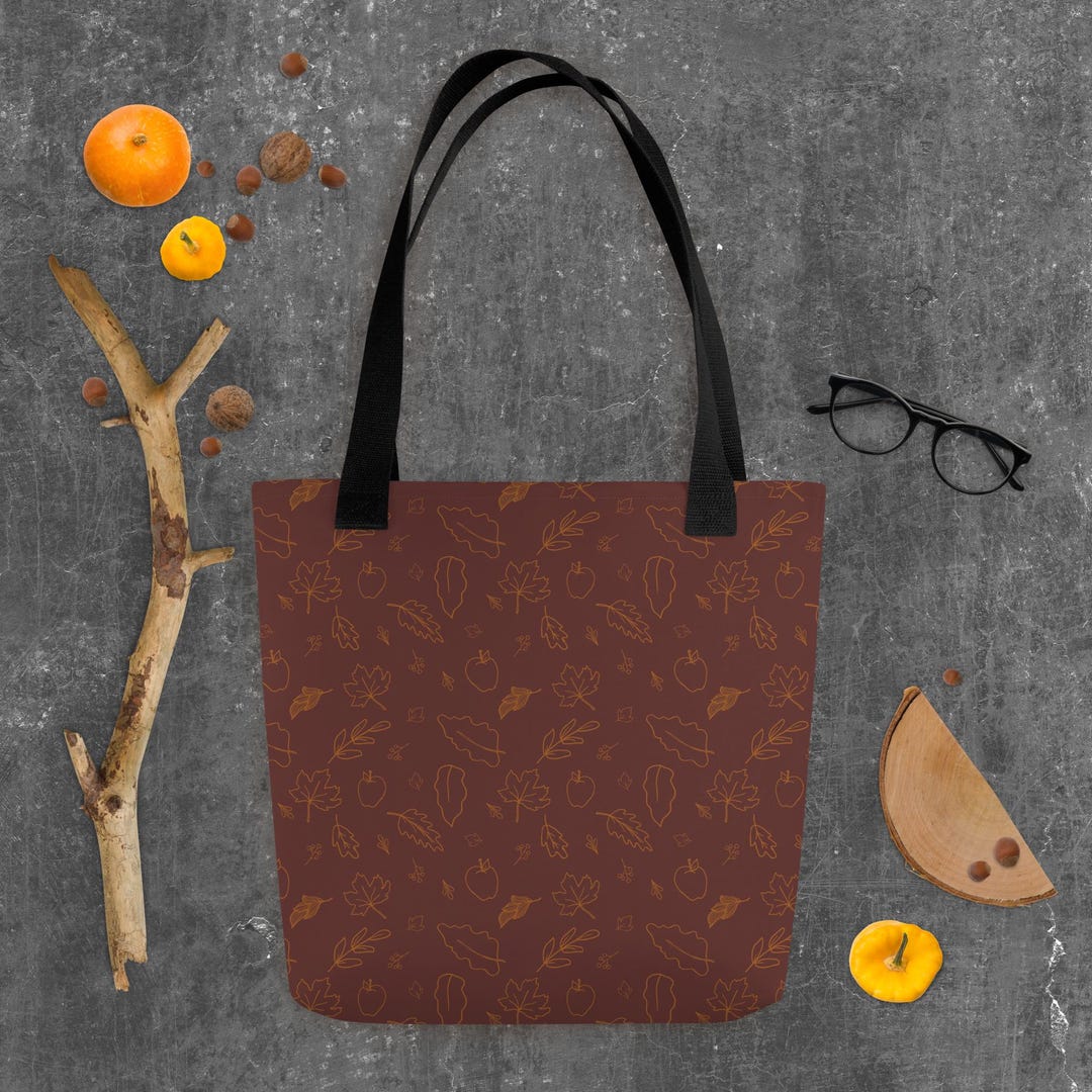 Fall Leaf Tote Bag – Rust Linework Design, Reusable Shopping Bag - Etsy