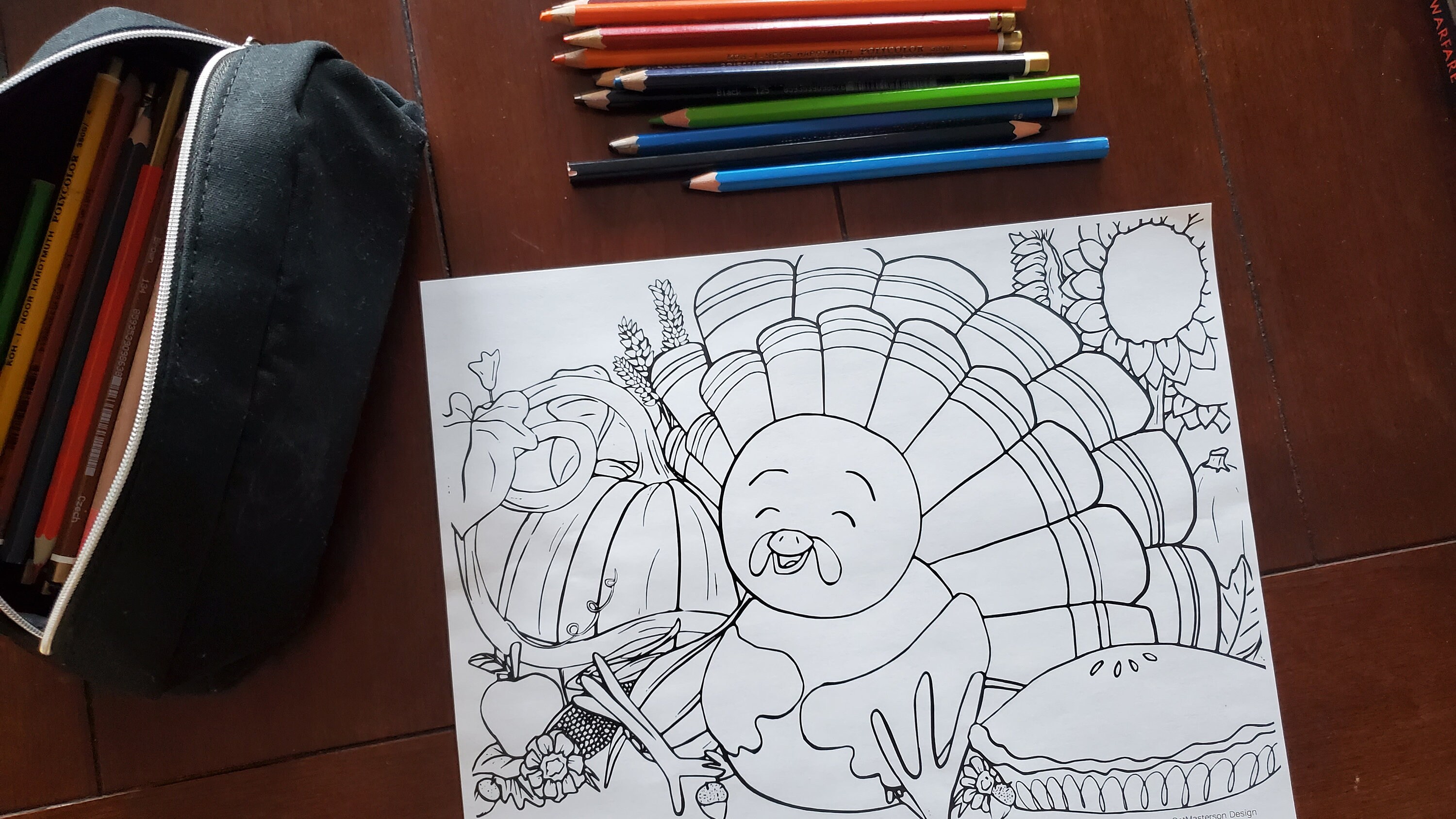 Cartoon Turkey Coloring Page - Perfect for Thanksgiving Fun - Etsy