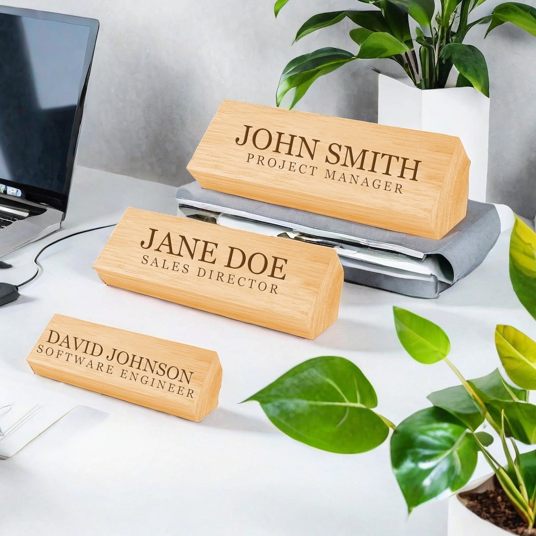 Custom Desk Name Plate, Engraved Solid Wood Desk Name Plate ...