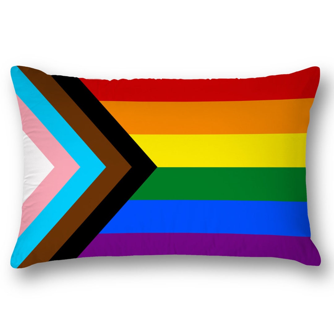 Progress Pride Flag Pillowcase, LGBTQ Pillow Cover, Rainbow Throw ...