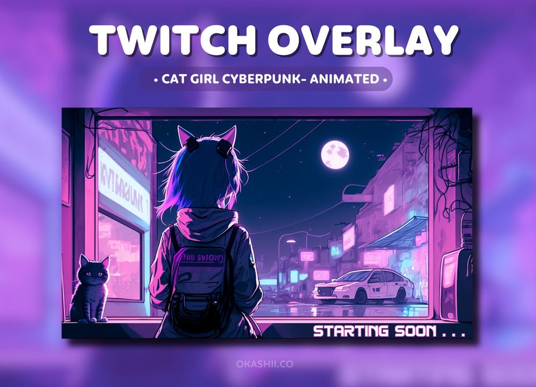 Twitch Cat Cyberpunk Starting Soon Overlay - Etsy Canada
