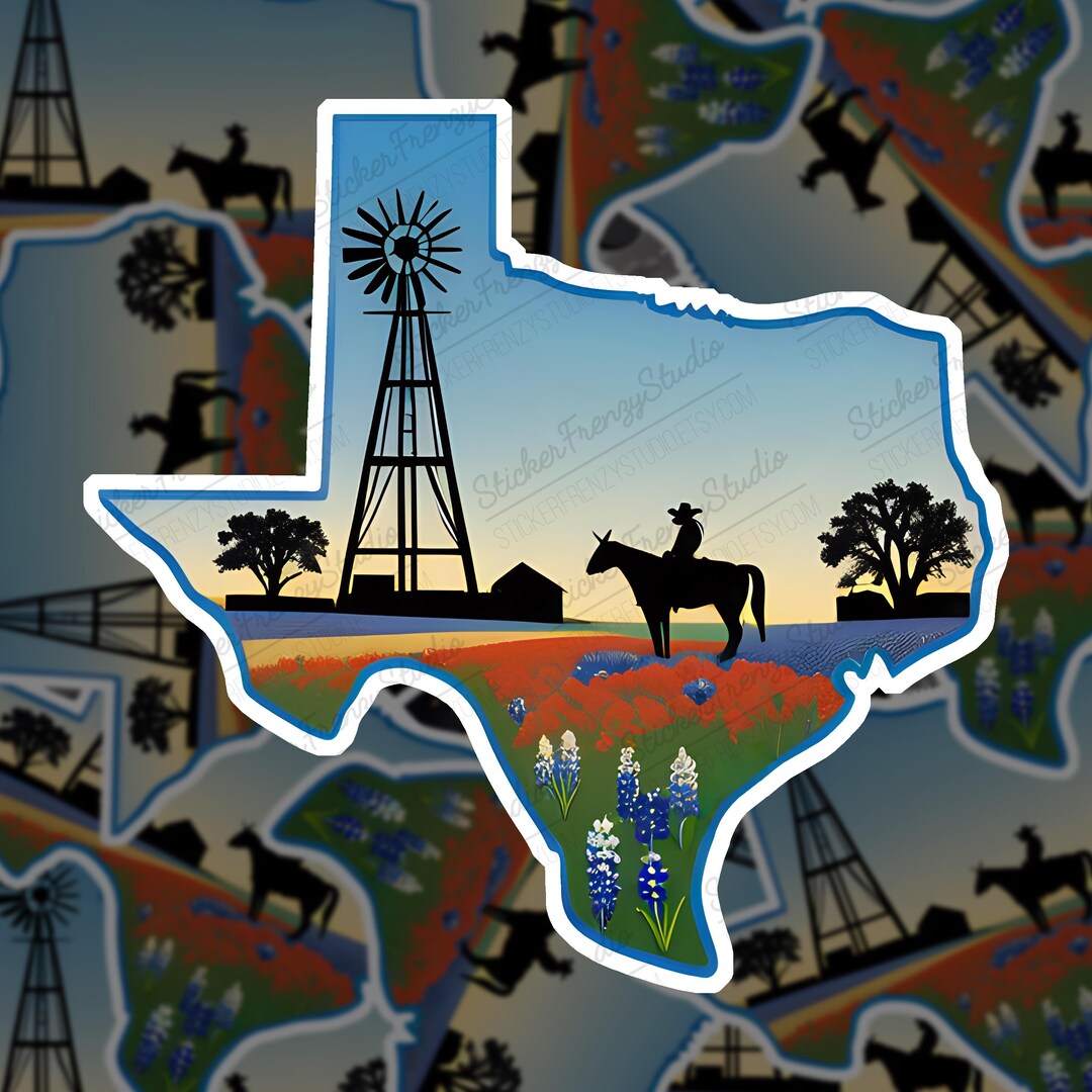 Texas State Sticker Lone Star Decal, Desert, Cowboys, Cactus, Travel ...