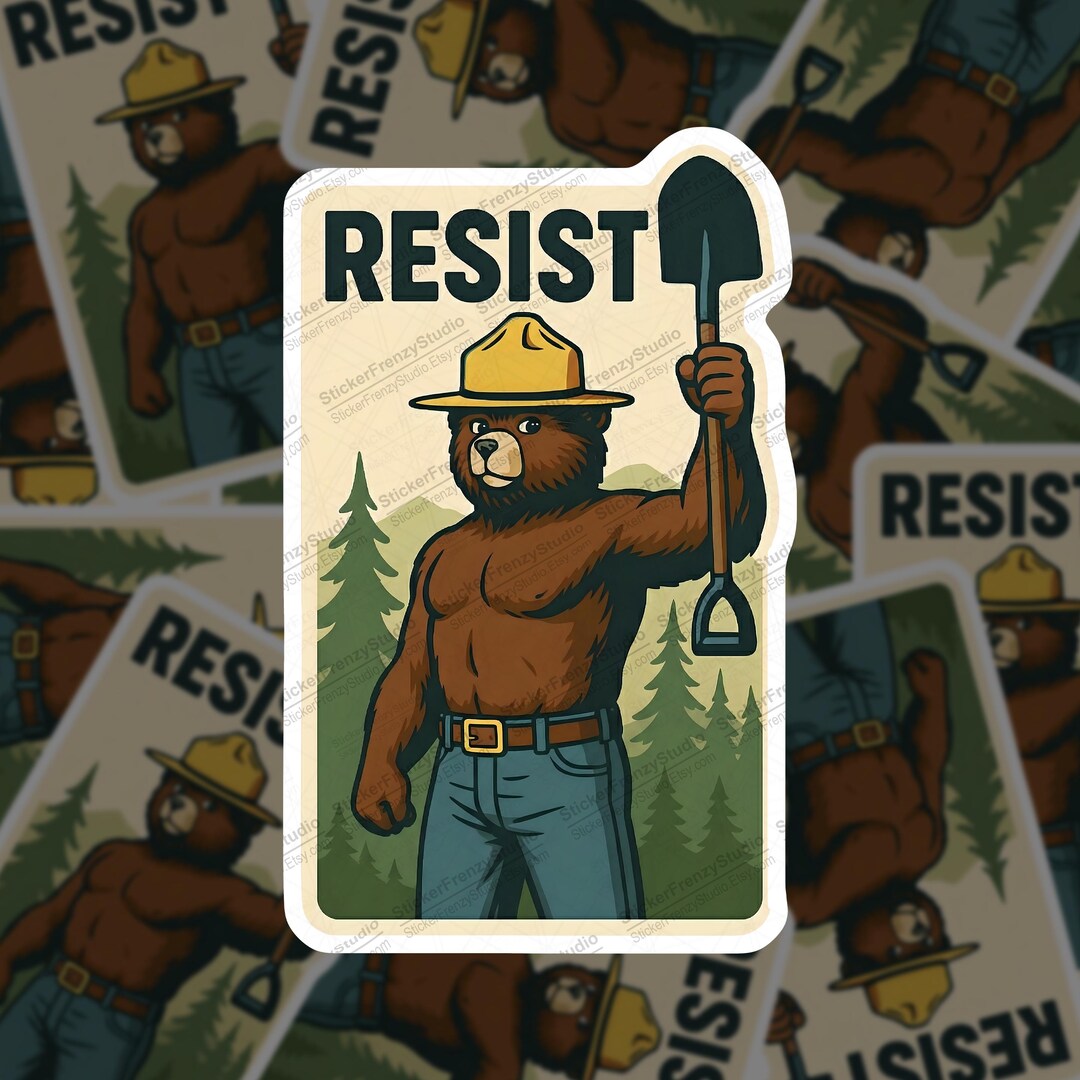 Resist Bear - National Parks Glossy Sticker - Etsy