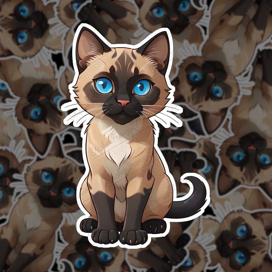 Glossy Siamese Cat Sticker – Hand-cut Vinyl Decal - Etsy