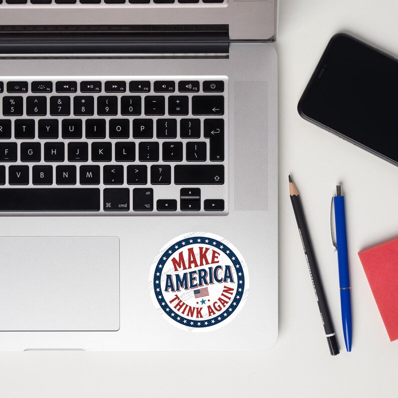 Make America Think Again Sticker, Patriotic Laptop Decal, Political ...