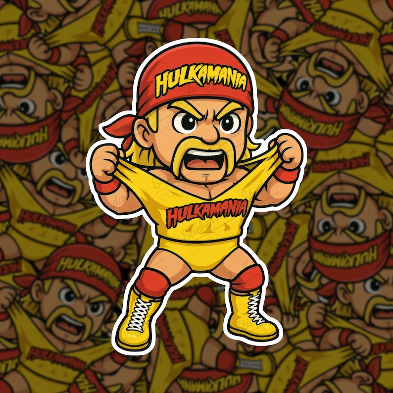 Hulk Hogan Sticker: Cartoon Wrestler Vinyl Decal - Etsy