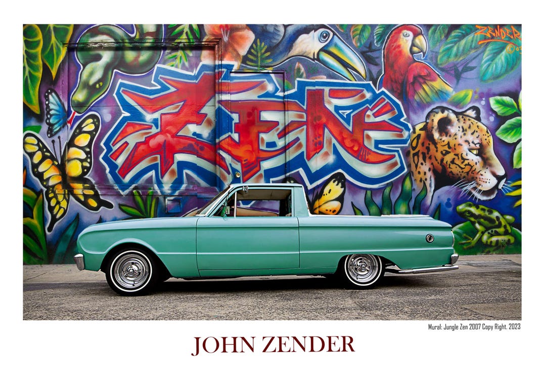 Jungle Zen Graffiti Chicano Mural With Lowrider Car Large High-quality ...