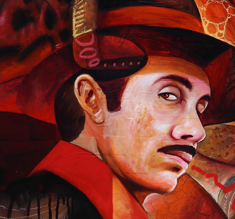 Chicano Mexican Art Print Abstract Portrait Pachuco Home Office Decor ...