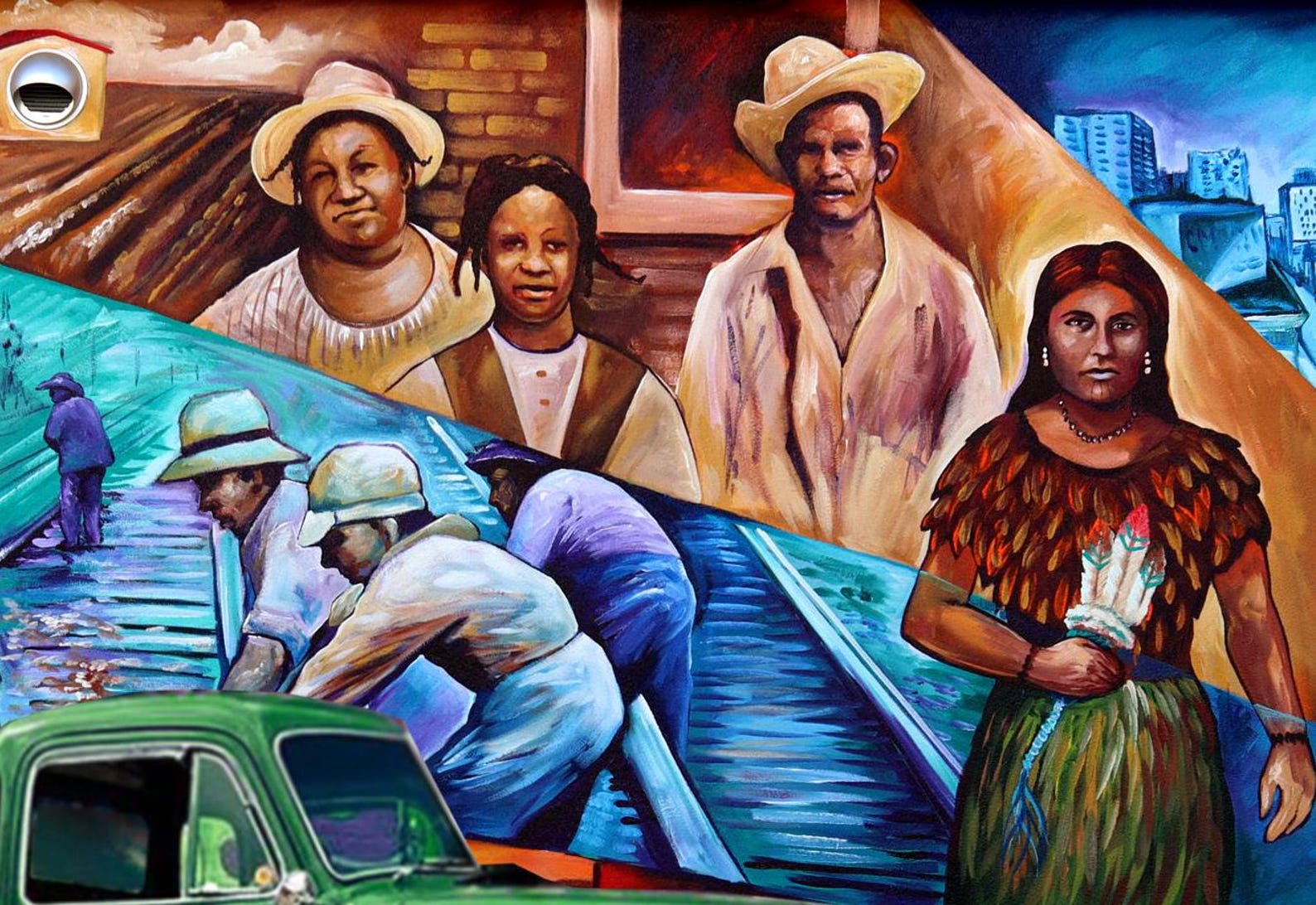 Chicano Mural With Lowrider Car at Jordan Downs Watts Large High ...