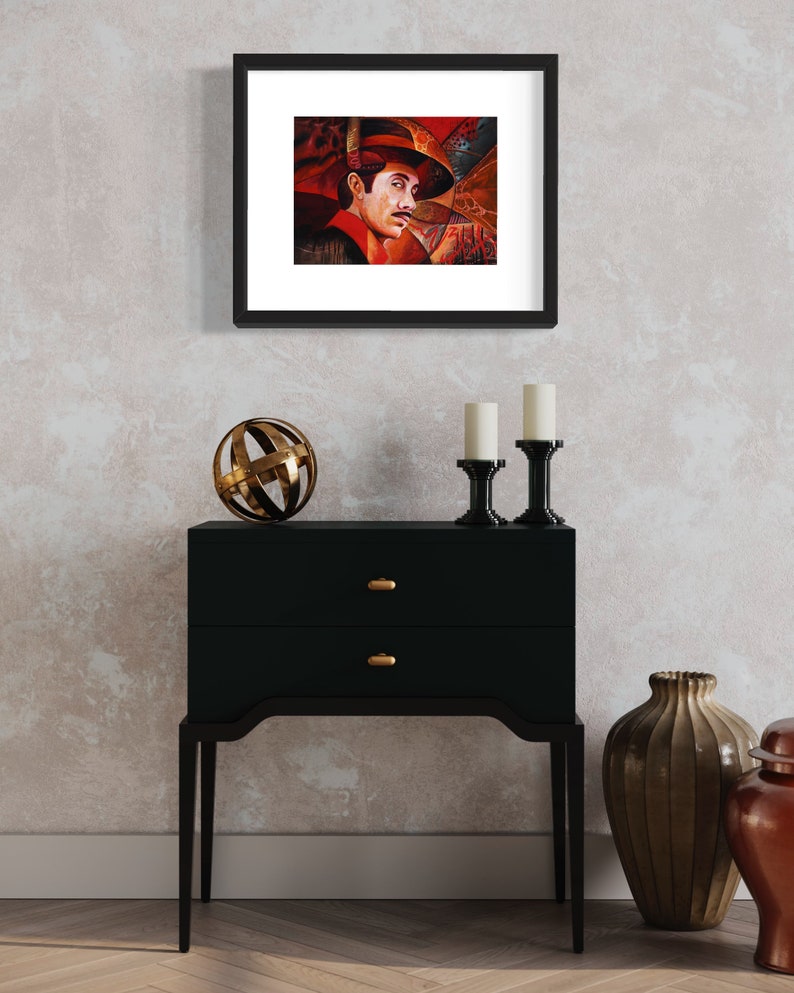 Chicano Mexican Art Print Abstract Portrait Pachuco Home Office Decor ...