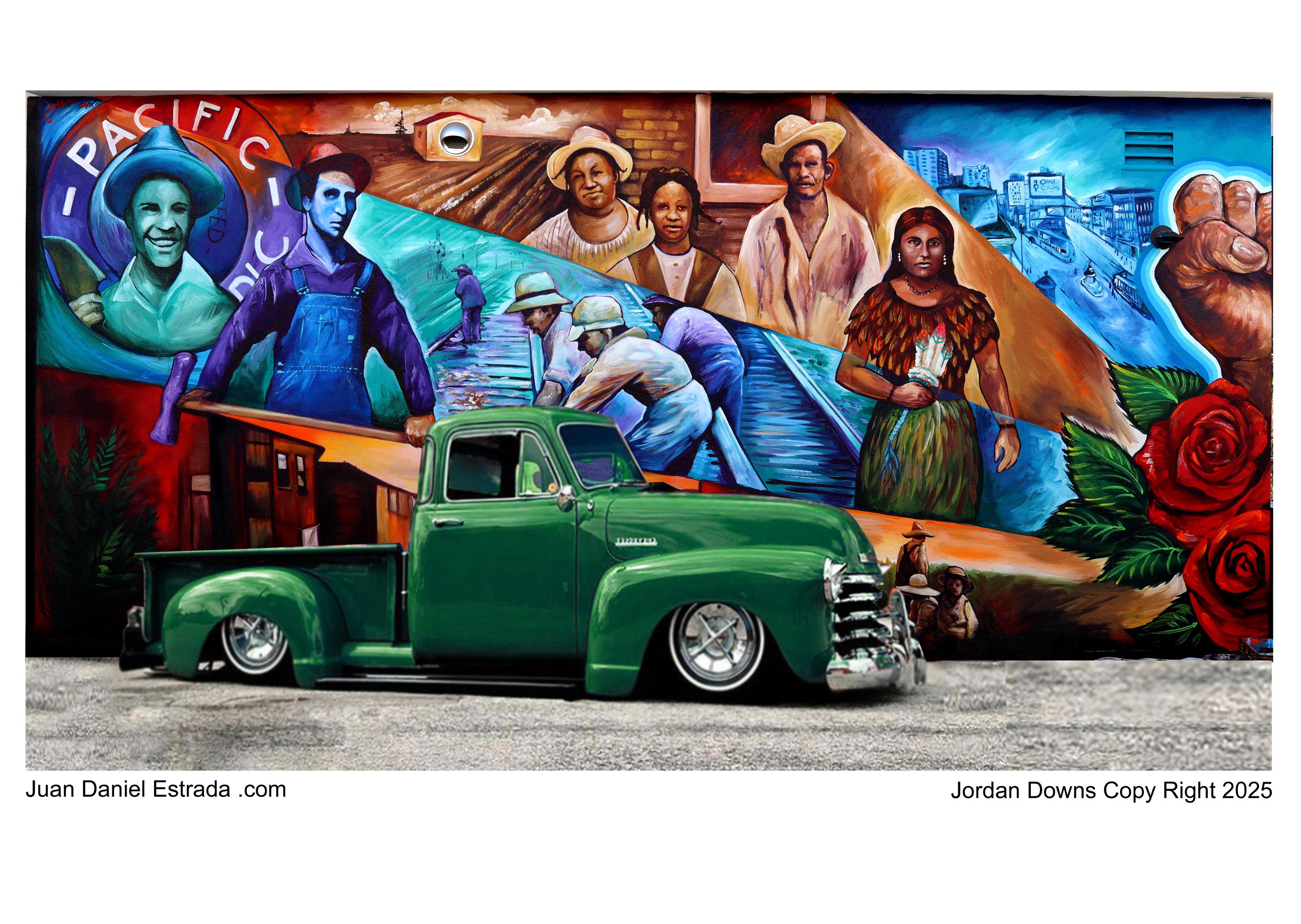 Chicano Mural With Lowrider Car at Jordan Downs Watts Large High ...