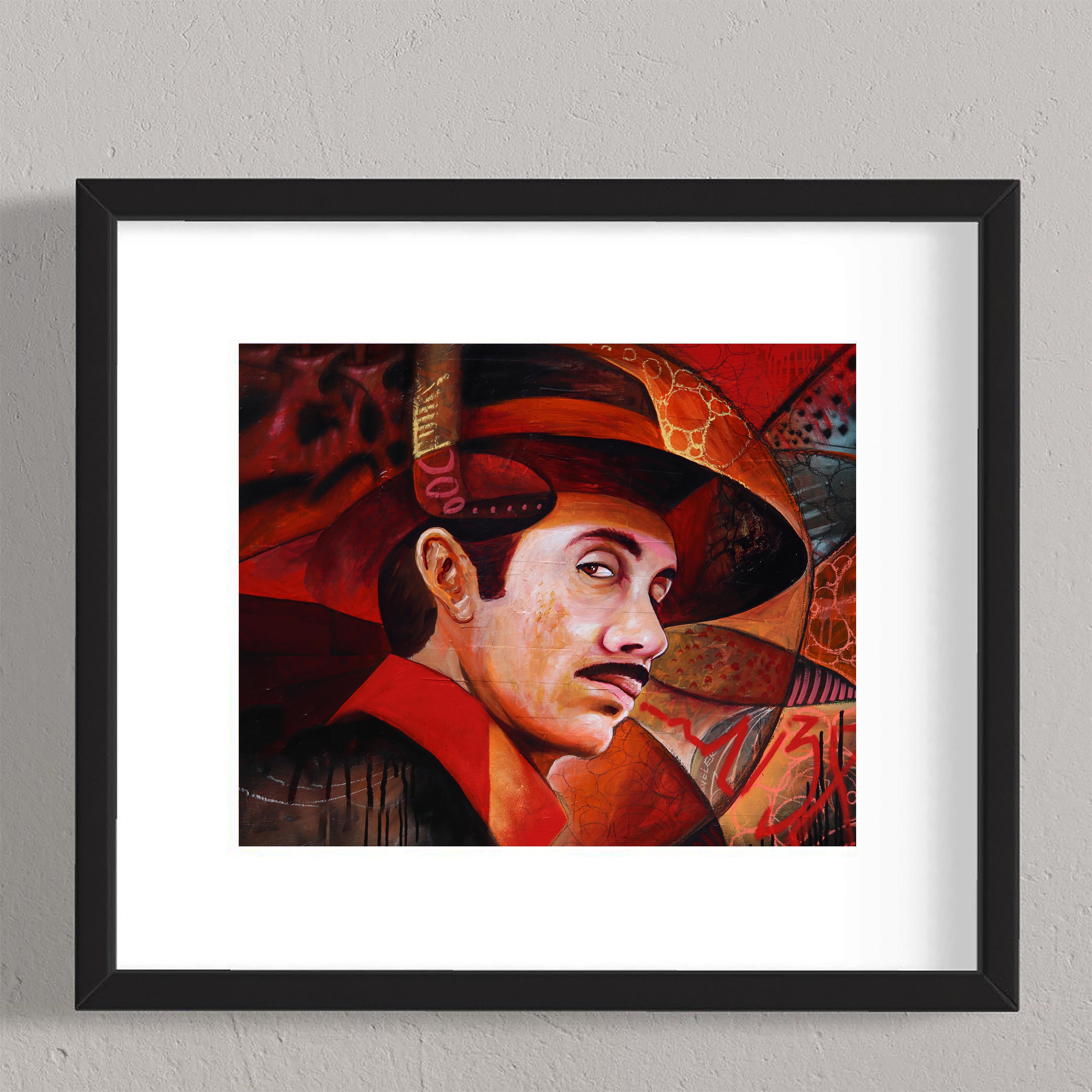Chicano Mexican Art Print Abstract Portrait Pachuco Home Office Decor ...