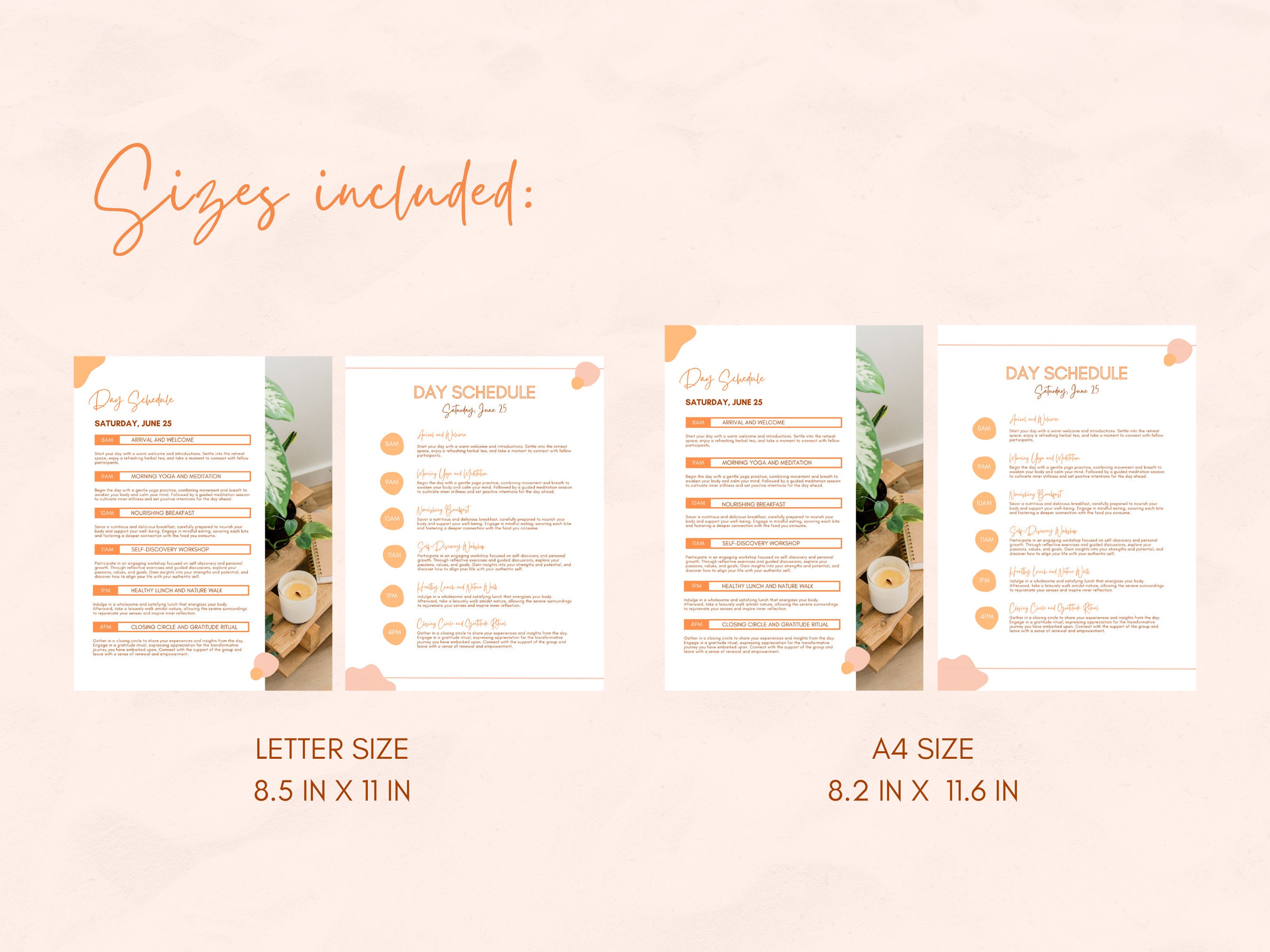 Schedule Template Editable Canva, Retreat Template, Daily Schedule for ...