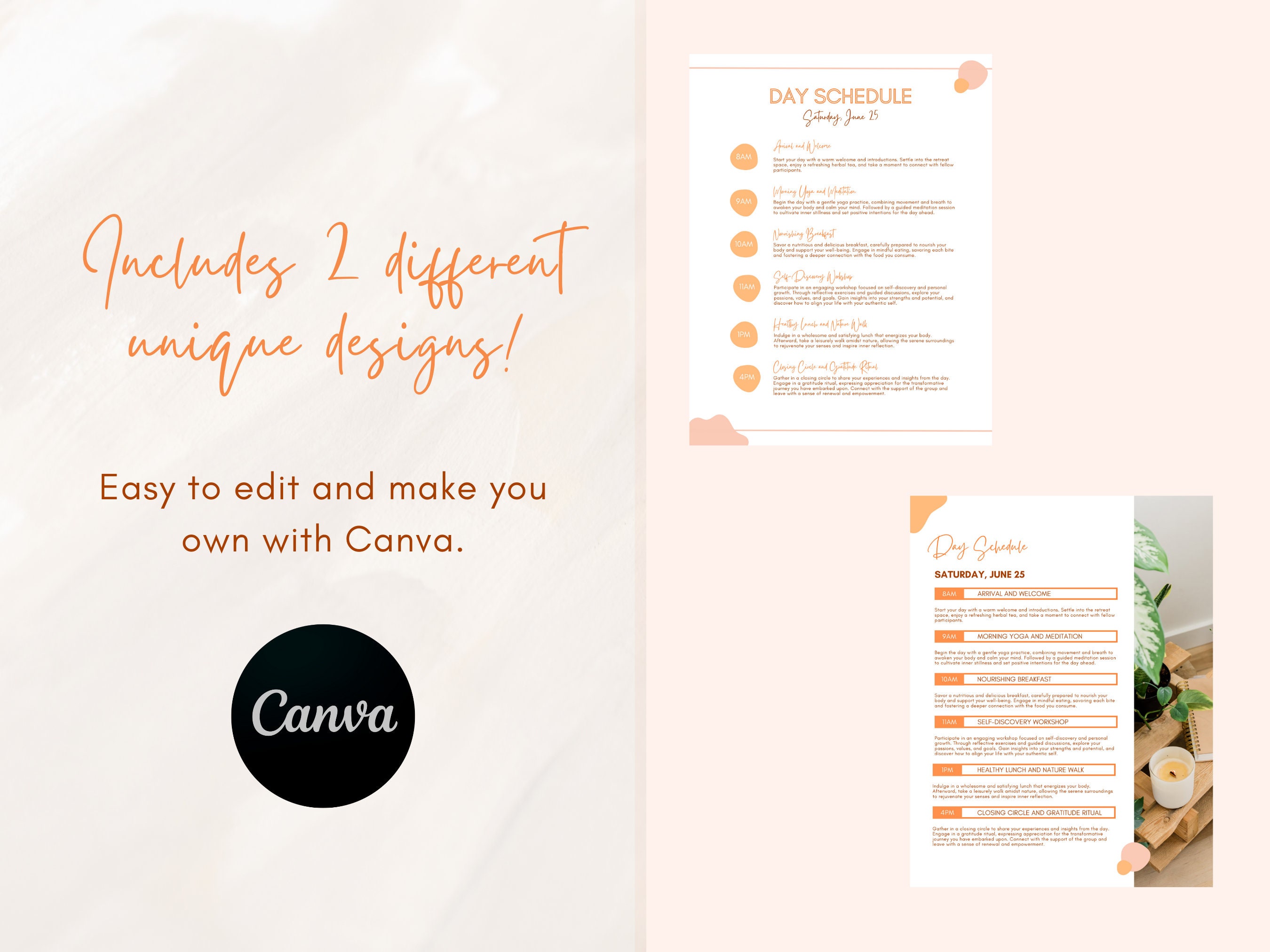 Schedule Template Editable Canva, Retreat Template, Daily Schedule for ...
