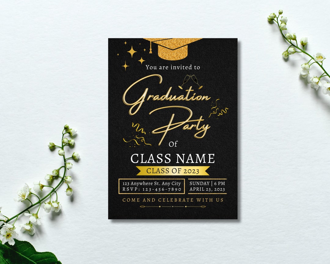 Graduation Invitation Template, Printable Graduation Invite Card ...