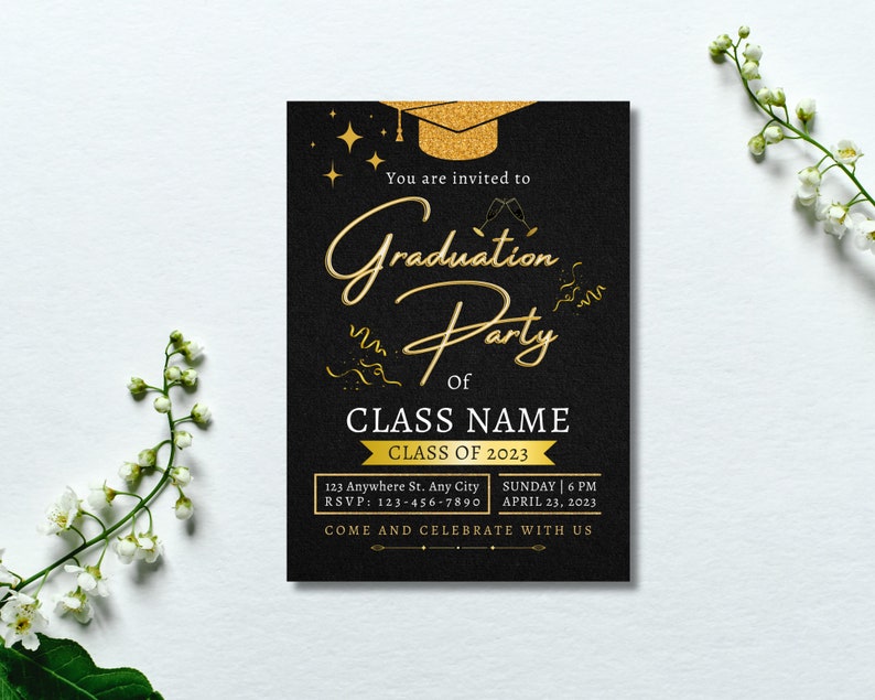 Graduation Invitation Template, Printable Graduation Invite Card ...