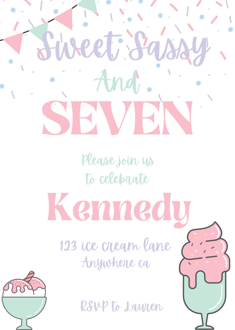 Sweet and Sassy Birthday Invite 5x7 Template - Etsy
