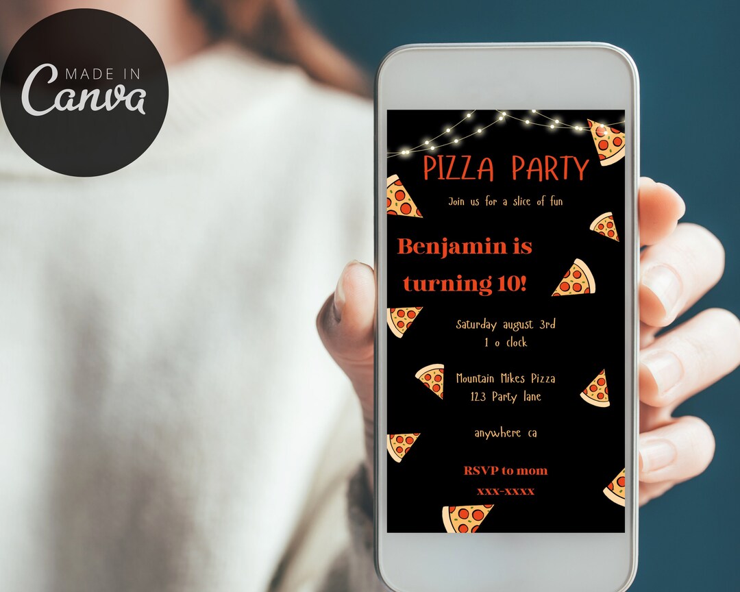 PIZZA Party Digital Invitation E-vite Instant Edit - Etsy