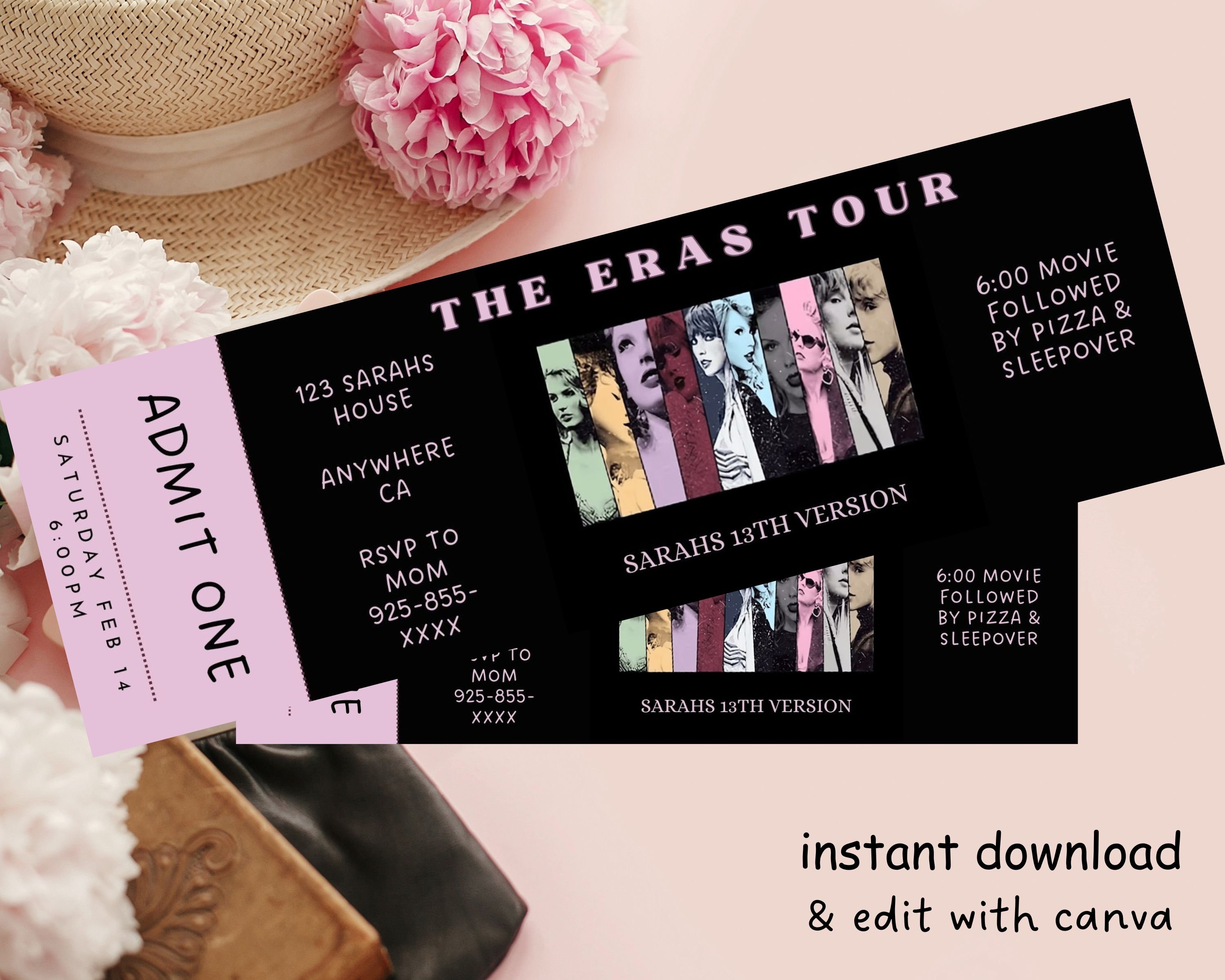 The Eras Tour Ticket Template Invite 8.5x2.8 - Etsy