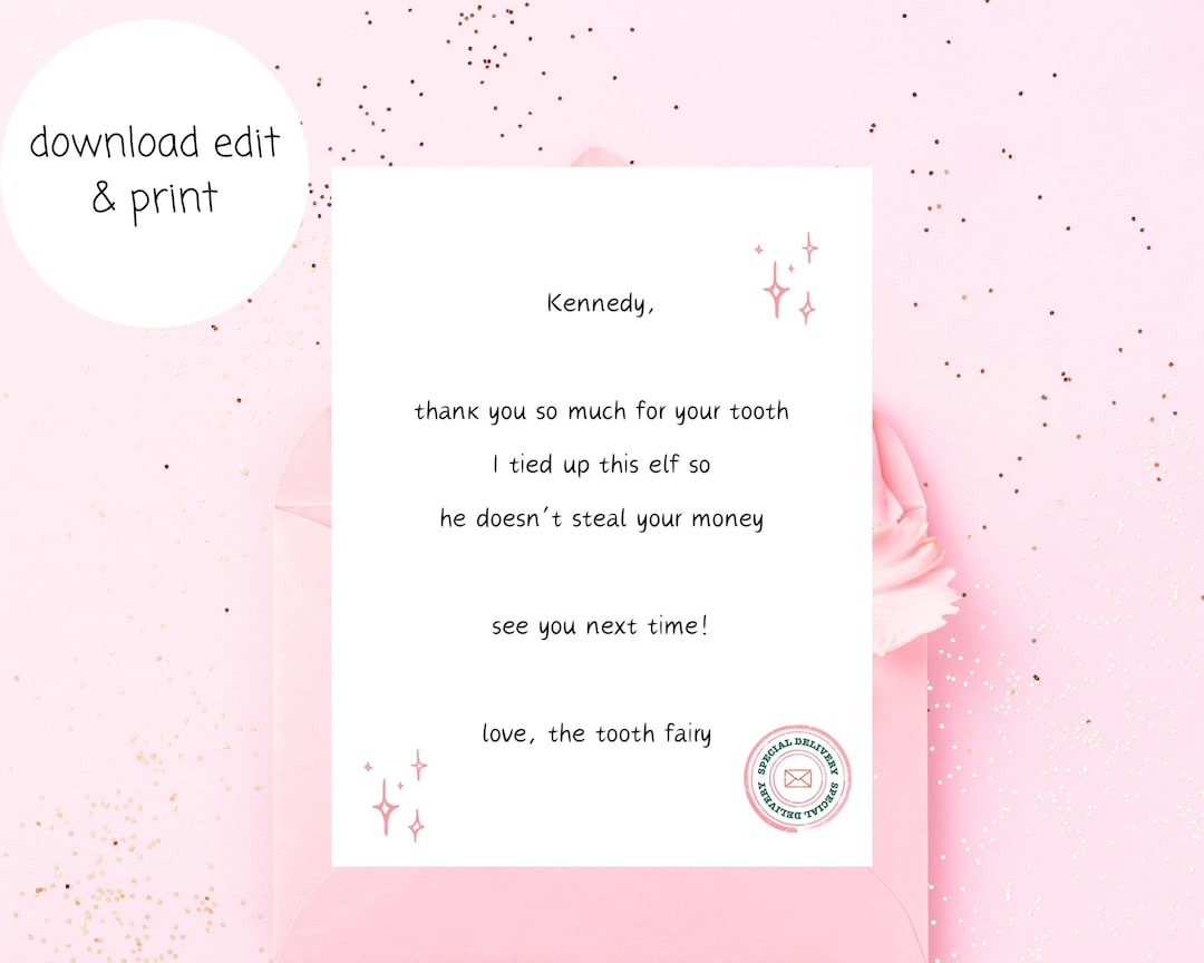 ELF on the Shelf Tooth Fairy Letter Editable 8x11inches - Etsy Australia