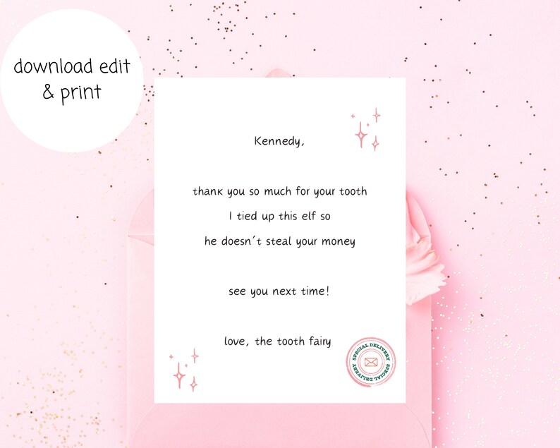 ELF on the Shelf Tooth Fairy Letter Editable 8x11inches - Etsy Australia