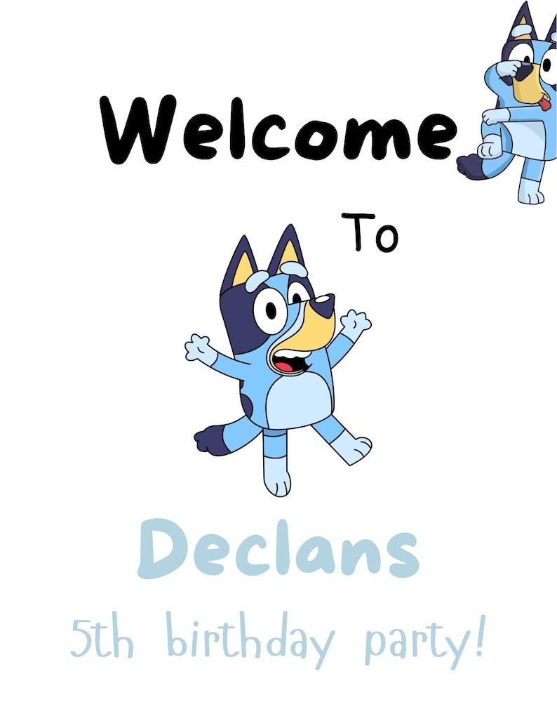 Bluey Party Welcome Sign Printable Editable 8x11 - Etsy