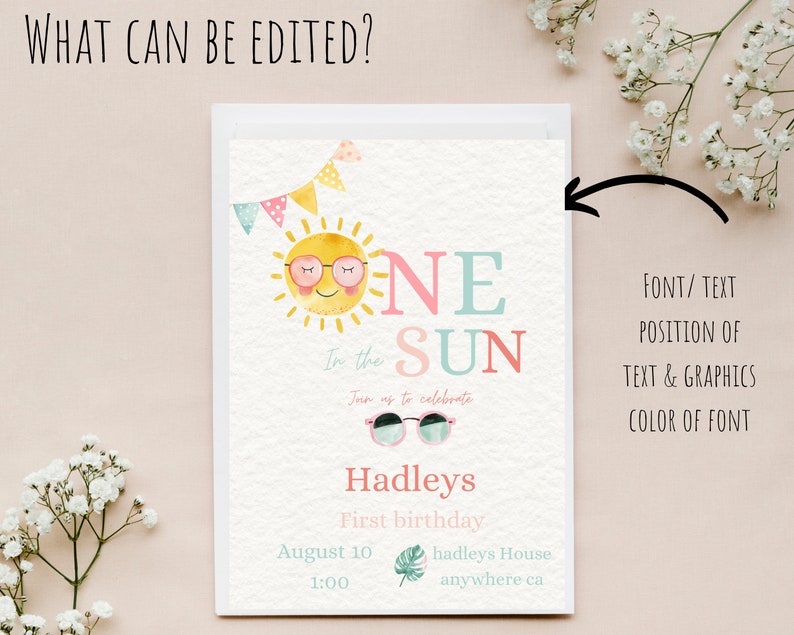 One in the Sun Invitation Template - Etsy