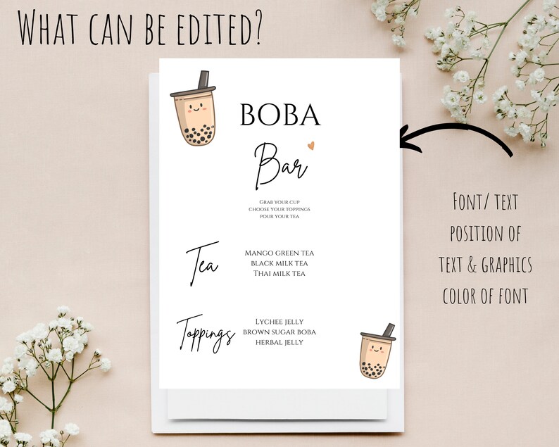 Beige Boba Tea Menu Template Editable - Etsy Australia