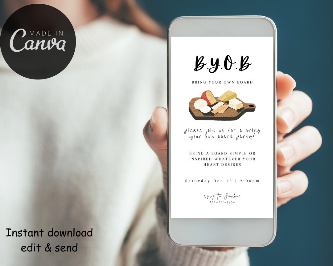 Bring Your Own Board Party Digital Editable Invitation - Etsy