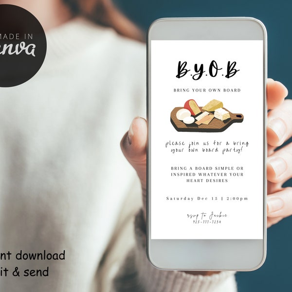 Bring Your Own Board Party Digital Editable Invitation - Etsy