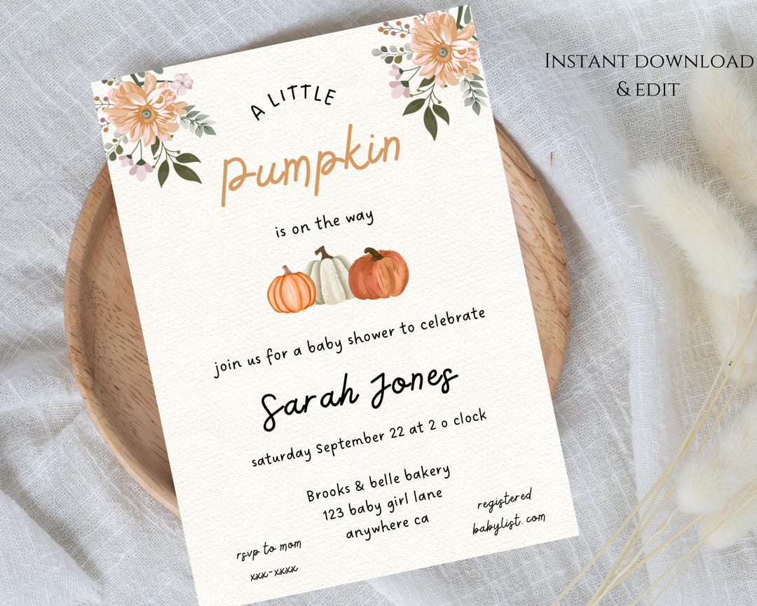 A Little Pumpkin Invitation Template Editable - Etsy