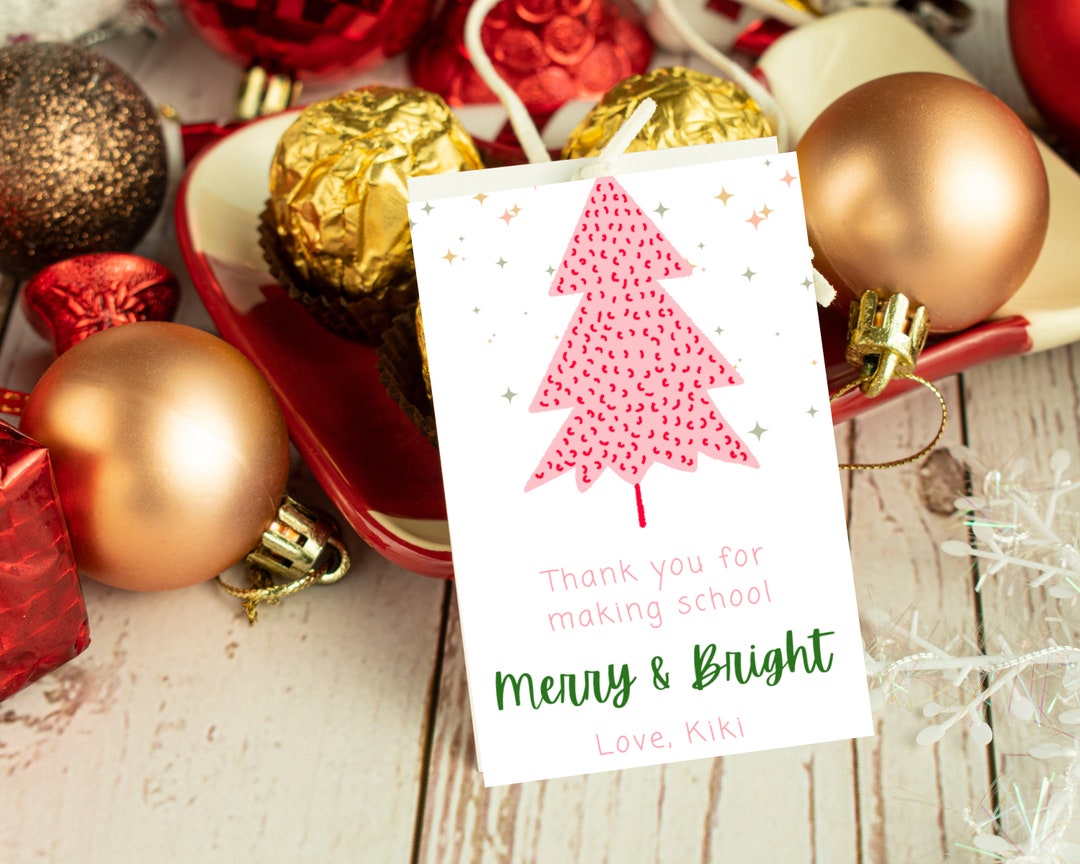 Christmas Teacher Gift Tag Editable 3x2.5 - Etsy