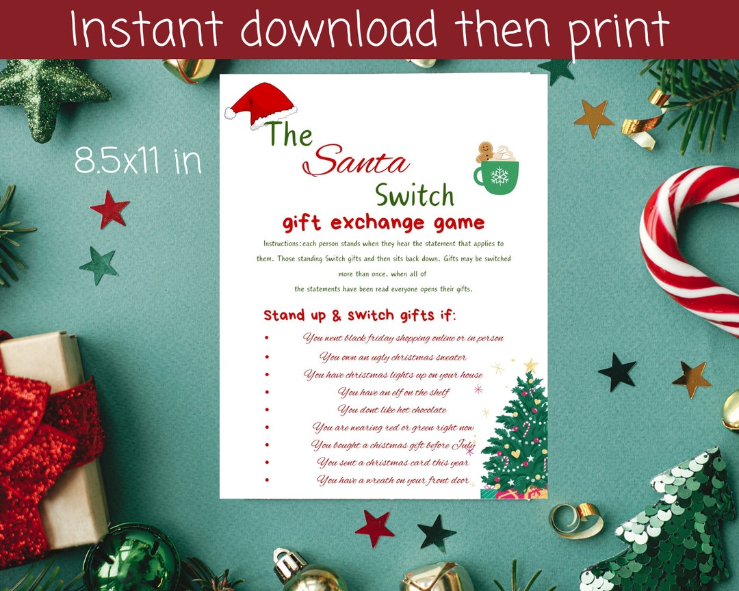 Santa Switch Party Game Template 8.5x11 Inches - Etsy