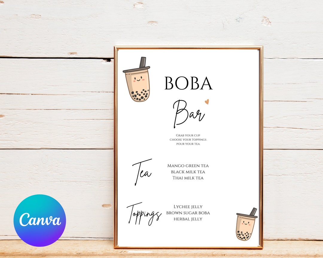 Beige Boba Tea Menu Template Editable - Etsy UK
