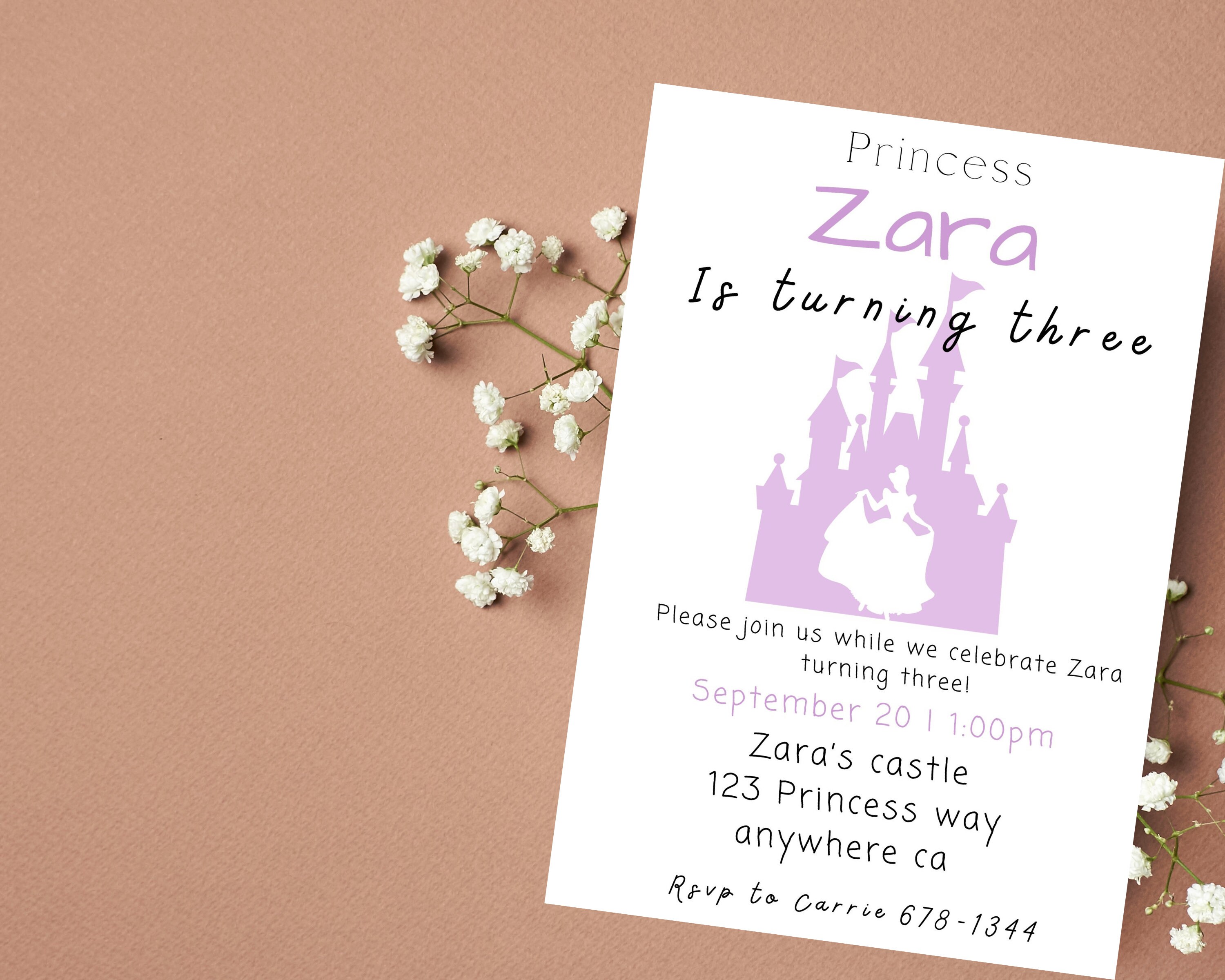Princess Editable 5x7 Invitation - Etsy