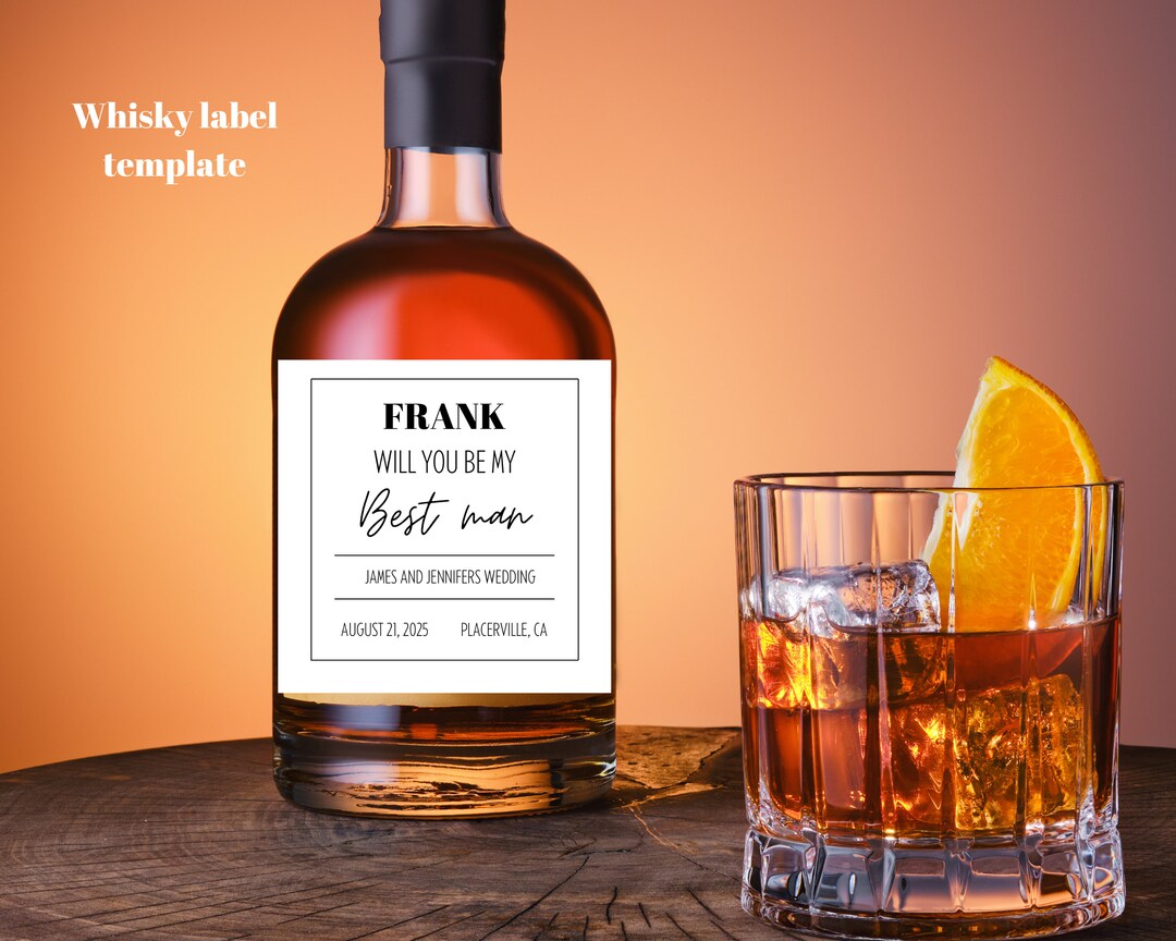 Groomsmen Whisky Label Template Editable - Etsy